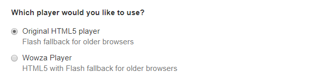 You can select which player to use during the Live Stream creating process.